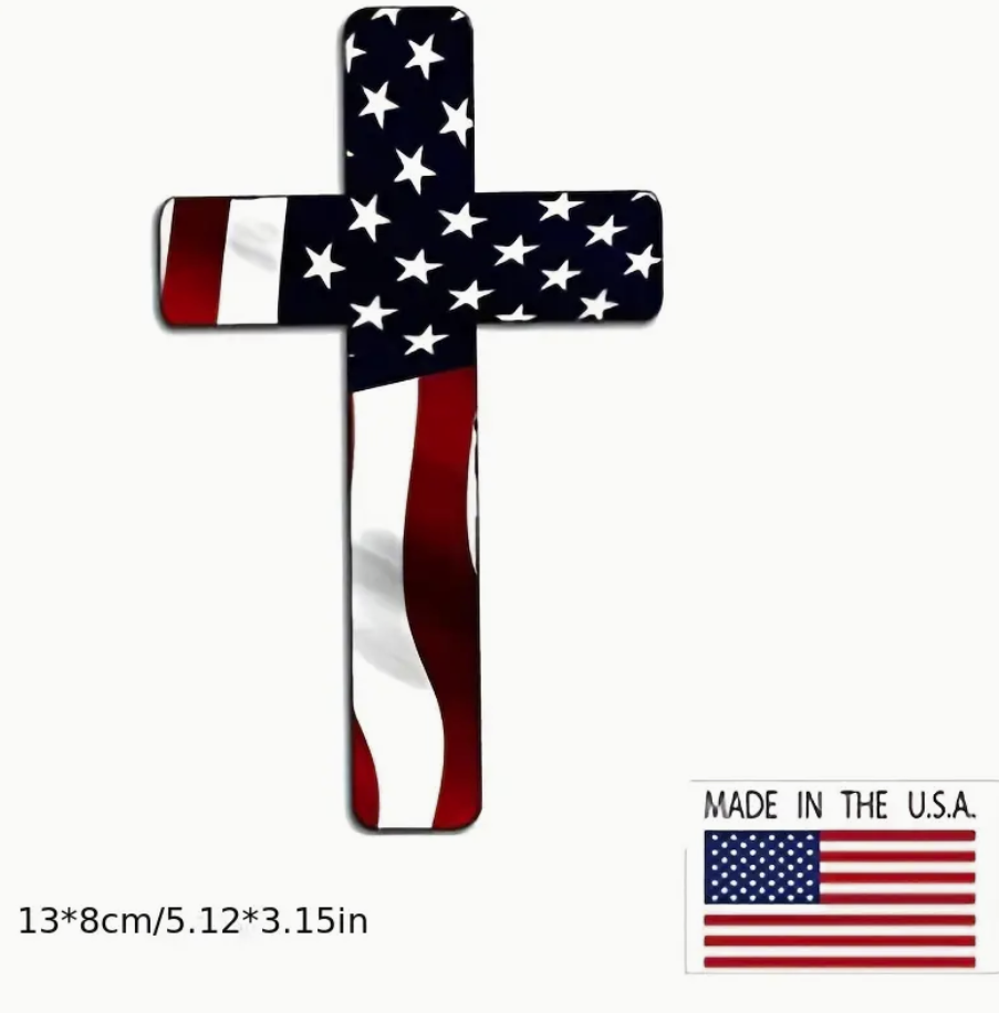 American Flag Cross Car decal 5x3 in | Bella Grace Gift & Vinyl Boutique